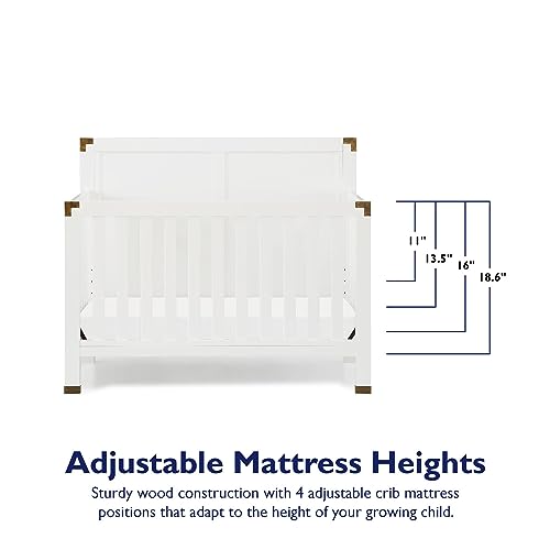 Baby Relax Miles 5-in-1 Convertible Crib, Nursery Furniture, Classic White