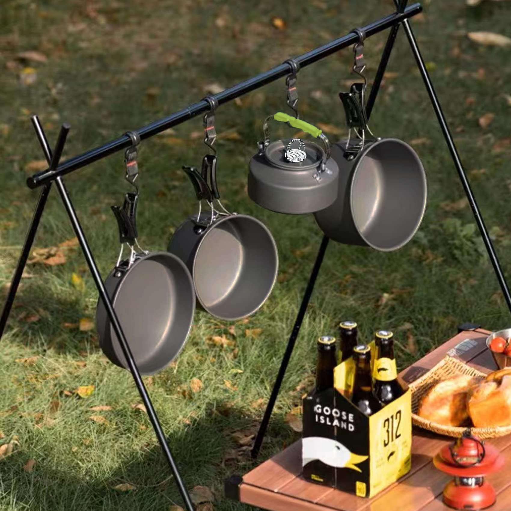 16pcs Camping Cookware Mess Kit, Non-Stick Lightweight Backpack Camping Pots Pan Kettle Set, Camp Accessories Equipment for Camping, Backpacking, Outdoor Picnic