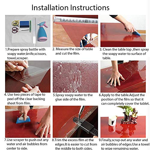HOHOFILM Self Adhesive Clear Table Protective Film for Dining Room 27.5" x16ft Table Heat Resistance Waterproof Protection Cover for Kitchen Dining Table,Countertop,Wood Table