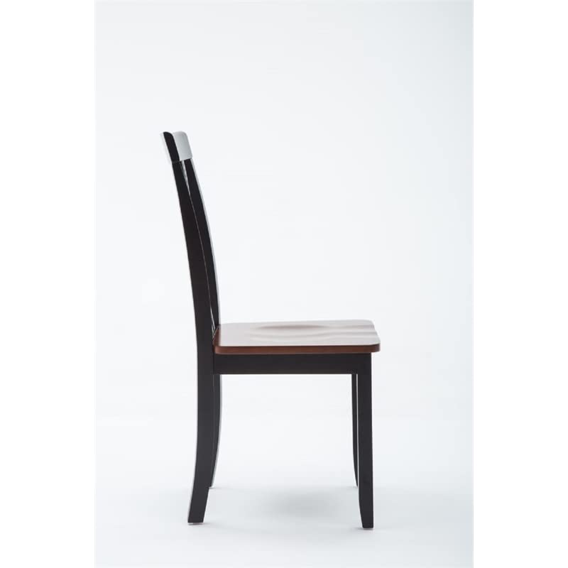 BOWERY HILL 18'' Farmhouse Wood Dining Chair in Black/Cherry (Set of 2)