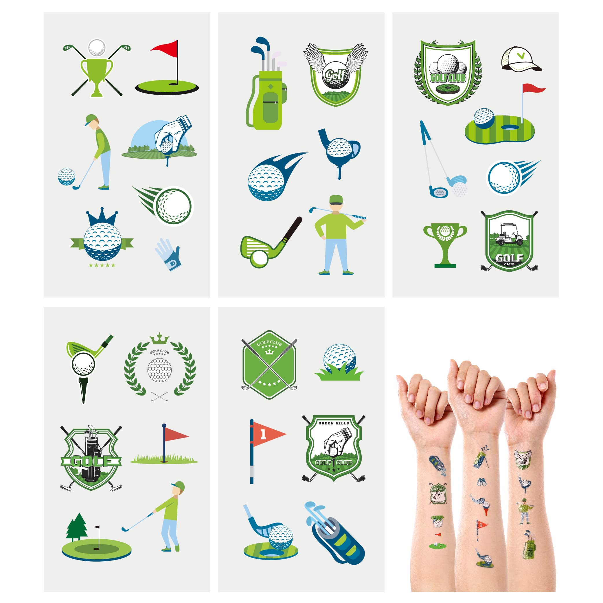 24 Sheets Golf Temporary Tattoos, Birthday Decorations Golf Party Favors