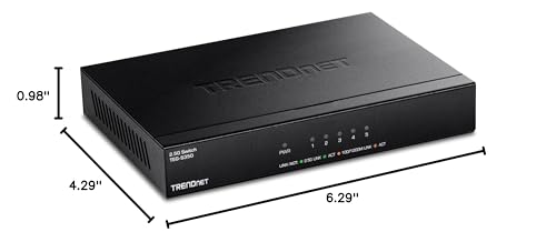 TRENDnet 5-Port Unmanaged 2.5G Gaming Switch, 5 x 2.5GBASE-T Ports, 25Gbps Switching Capacity, Backwards Compatible with 1000Mbps Devices, Fanless, Wall Mountable, Lifetime Protection, Black,TEG-S350