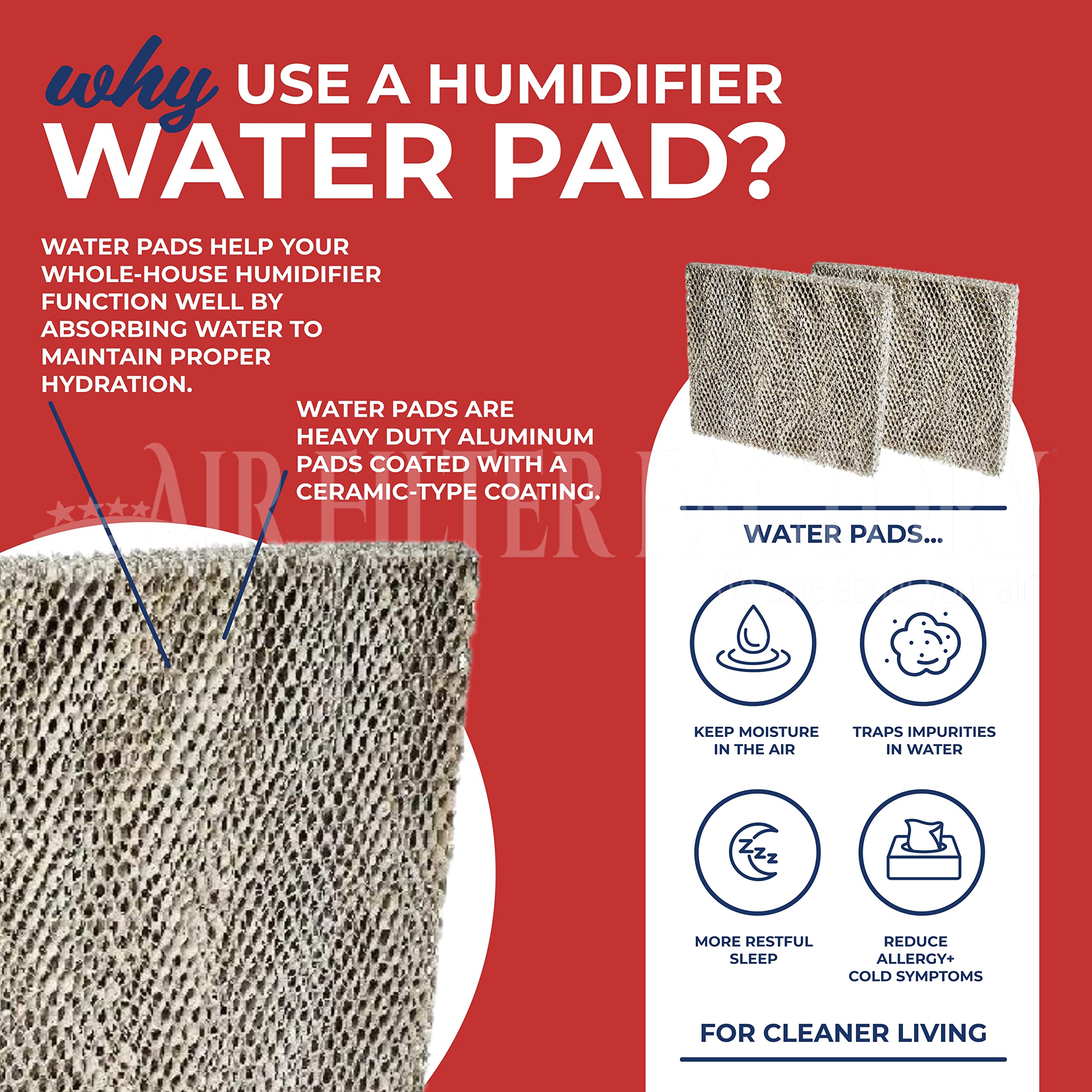 Air Filter Factory Replacement for WB2-17, WB218, WP2-17A, WP2-18A Lennox Humidifier Water Pad Filter 2-Pack