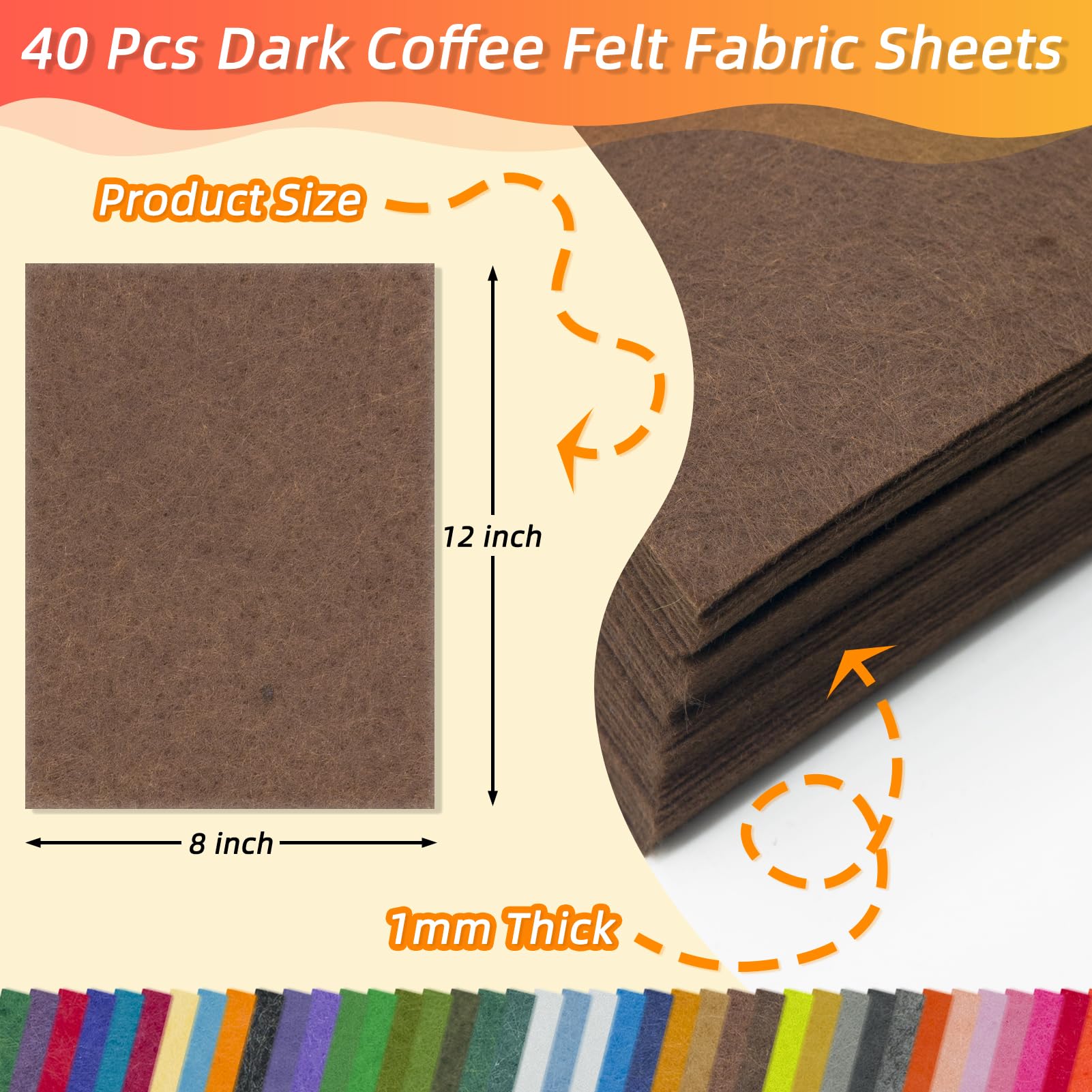 40 Pcs 8 x 12 Inches Light Blue Felt Fabric Sheets,1mm Thick Craft Felt Fabric Sheet for DIY Projects,Patchwork Art,Sewing Crafts,Party Decoration