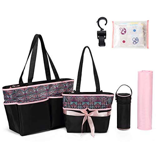 Diaper Tote Bag Diaper Bag - Nappy Bag Baby Diaper Totes for Mom Grils Unisex Maternity Nappy Bag Organizer Large Capacity Canva Tote Bag Beach Bag (Light Pink)