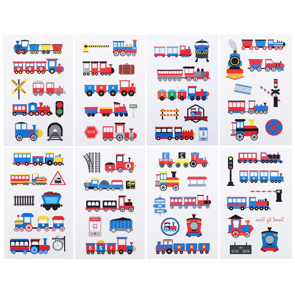 24 Sheets Train Temporary Tattoos, Birthday Decorations Train Party Favors