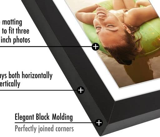Americanflat 8x16 Collage Picture Frame in Black - Displays Three 5x7 Frame Openings - Engineered Wood Panoramic Picture Frame with Shatter Resistant Glass, Hanging Hardware, and Easel