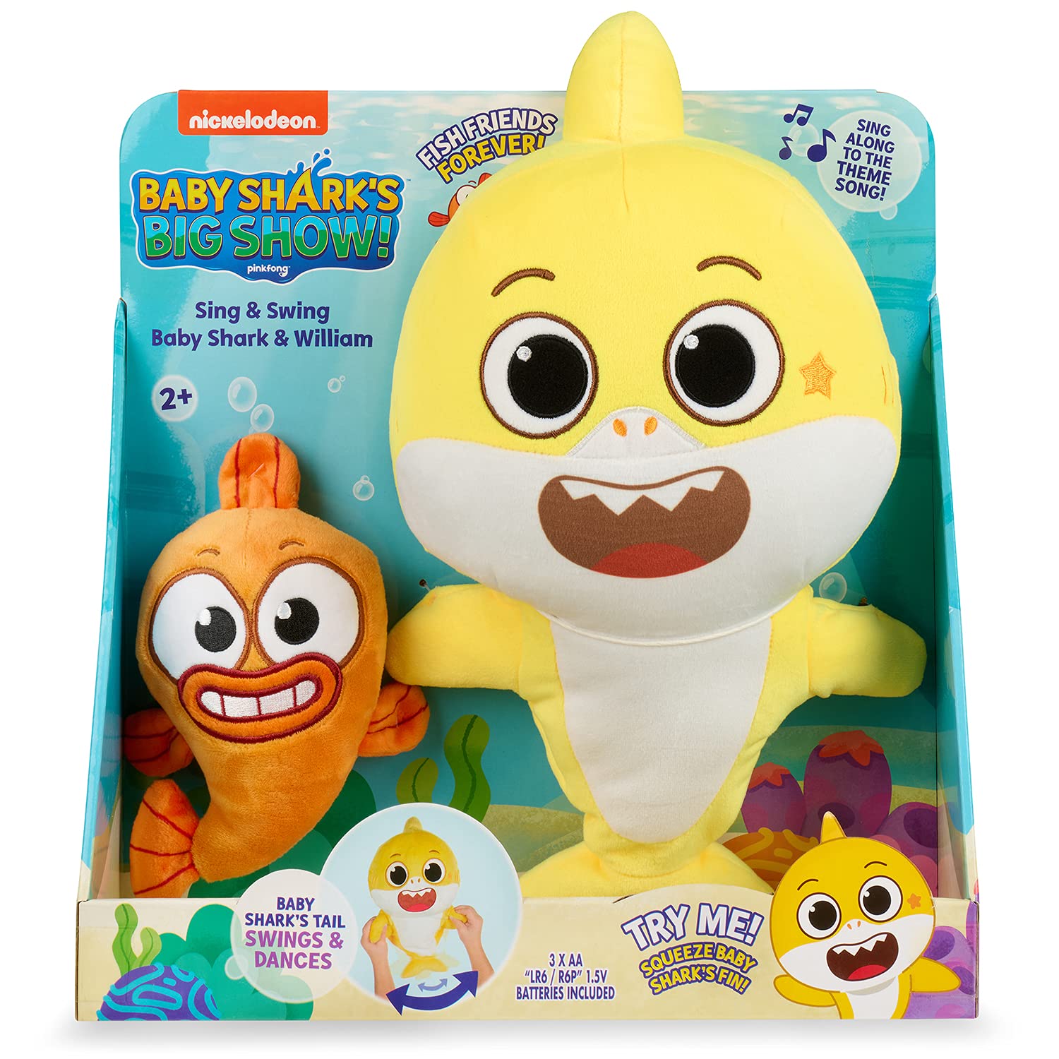 Baby Shark's Big Show! Sing & Swing Musical Plush Toys – 2-Pack Includes Baby Shark and William Stuffed Animals