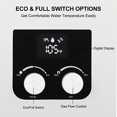 Camplux Tankless Water Heater, 2.64 GPM On Demand Instant Hot Water Heater, Propane Tankless Water Heater Indoor, White