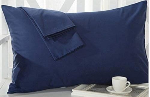 Toddler Travel Pillow Cases 12x16 Set of 2 Piece Zipper Closure 500 Thread Count 100% Egyptian Cotton Travel Pillow Covers, 12 x 16, Navy Blue Solid