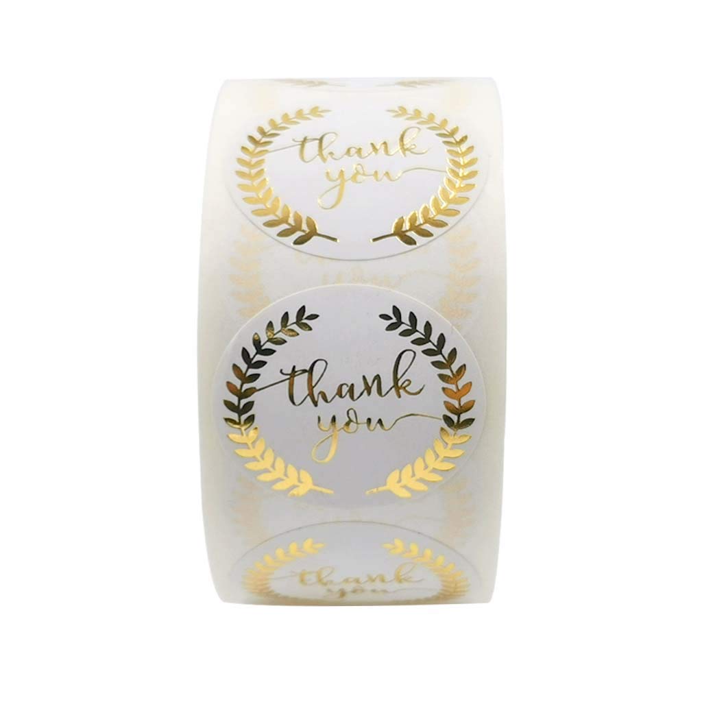 Vxkbiixxcs-o Stickers, 500 Pieces/roll Twig Thank You Sticker Gold Foil Seal Label Wedding Party Stationery