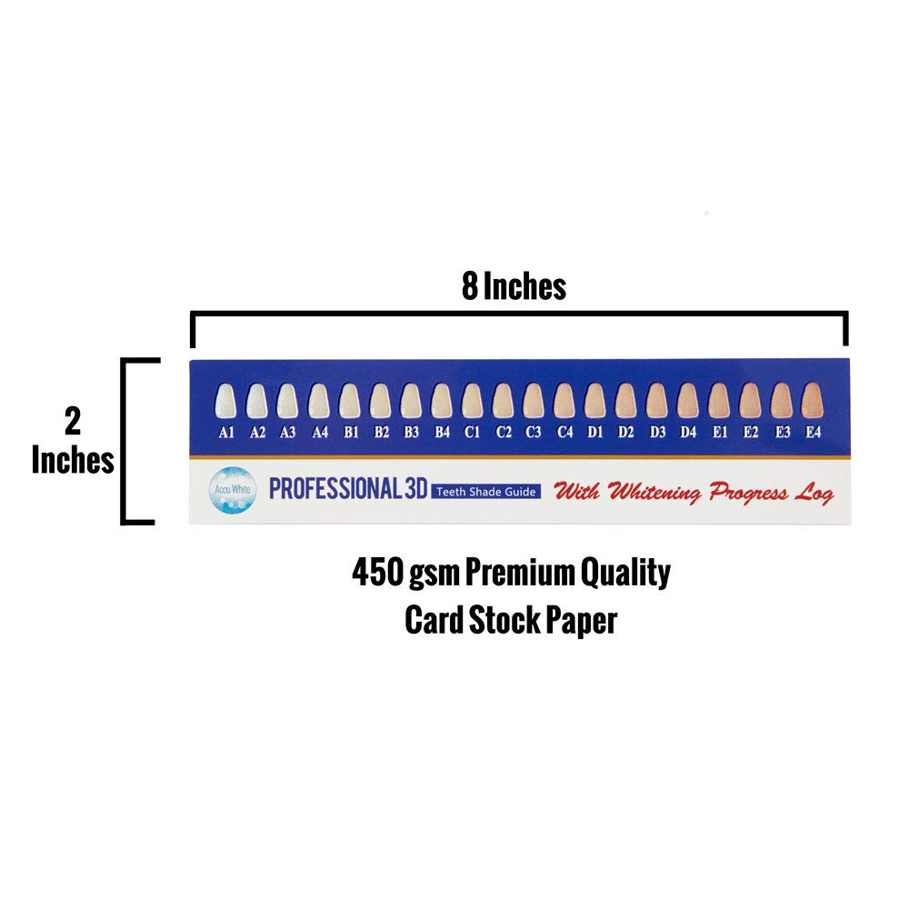 6 Pack Professional 3D Teeth Shade Guide with Whitening Daily Progress Log by Accu White (6 Pack, 6 Week Supplies)