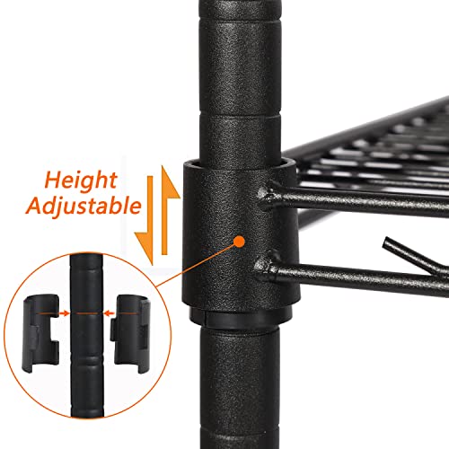 6-Shelf Adjustable Heavy Duty Storage Shelving Unit, Metal Organizer Wire Rack for Laundry Bathroom Kitchen Pantry Closet No Wheels, Black