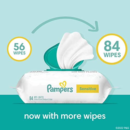 Baby Wipes Fitment, 336 count - Pampers Sensitive Water Based Hypoallergenic and Unscented Baby Wipes (Packaging May Vary)