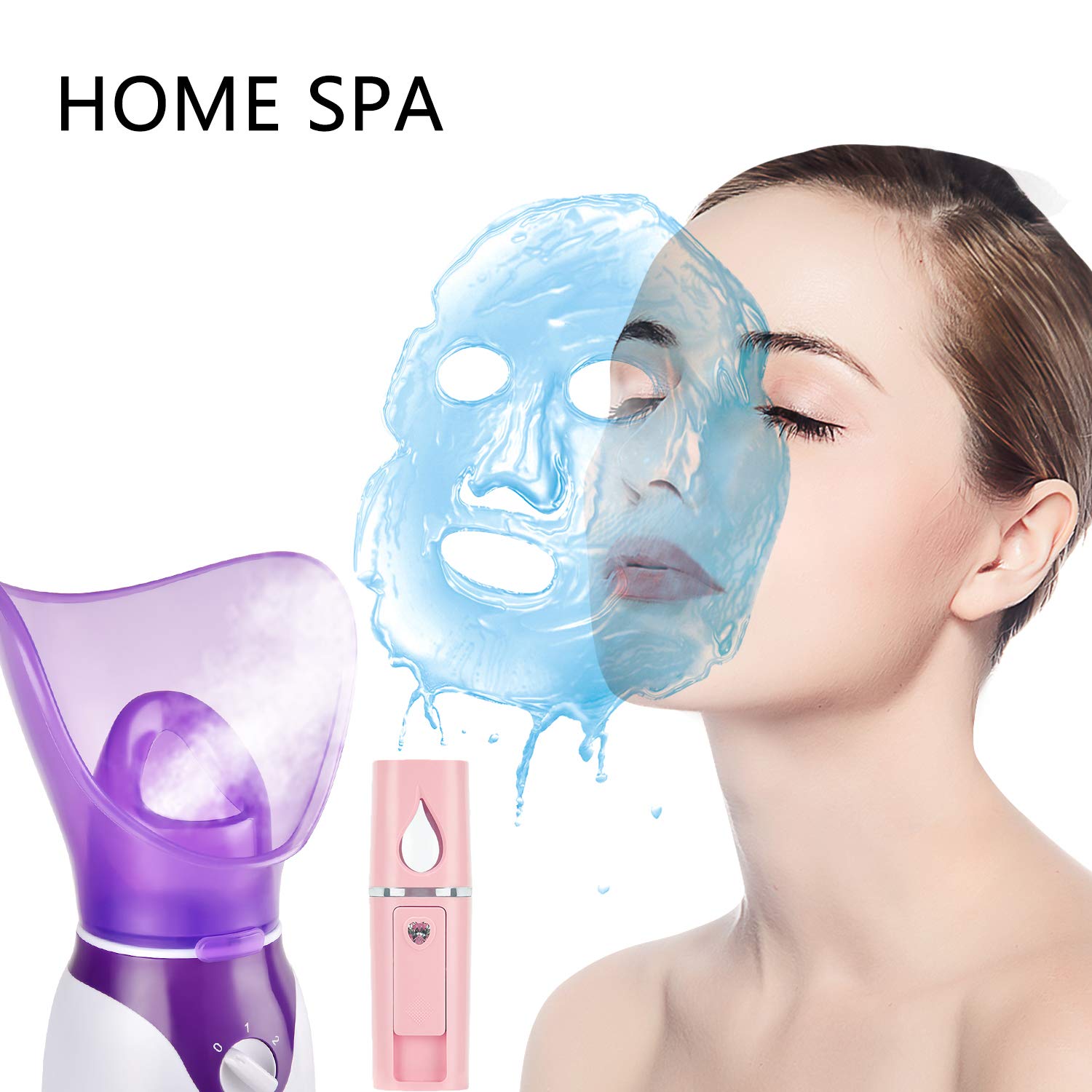 Facial Steamer for Face Nano Facial Mister Sprayer Set, Face Steamer for Facial Deep Cleaning, Portable Mini Face Steamer for Clogged Pore, Sinuses (Include Blackhead Remover Kit, Brush)