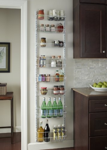 ClosetMaid Adjustable Organizer Rack with Baskets Wall or Over Door Mount, for Kitchen, Pantry, Utility Room, Closet, 18 in. W, White Finish, Inch