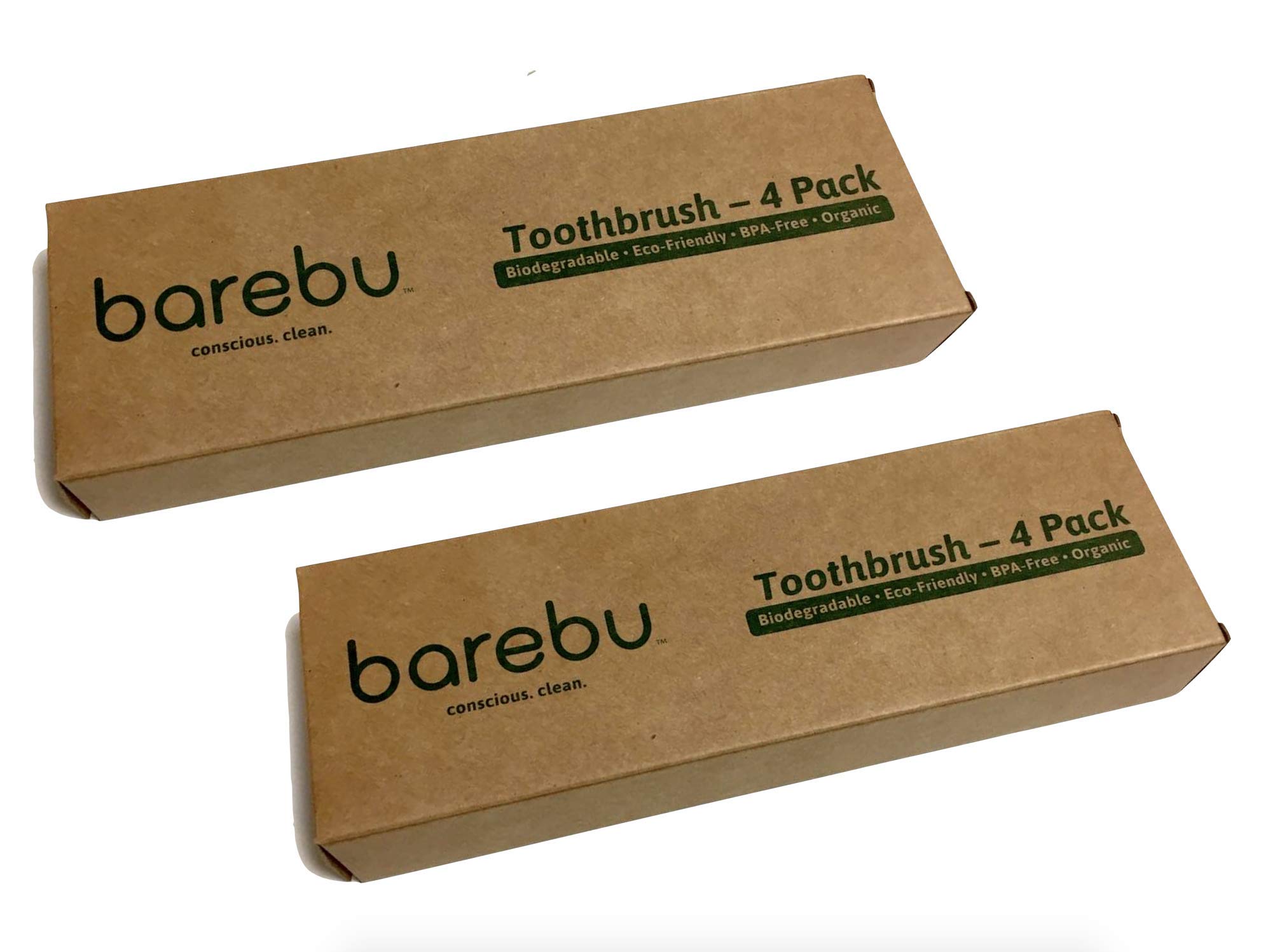 Biodegradable, BPA-Free BAREBU Bamboo Toothbrush - Organic, Eco-Friendly, Pressed Bristles (No Glue) - Supports Health & Environment (8 x PBT Black)