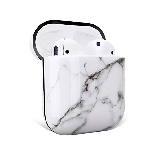 GOLINK Case for Airpods,Marble Series Protective Shockproof TPU Gel Case with Printing for Airpods 1st/2nd Charging Case(White Marble)