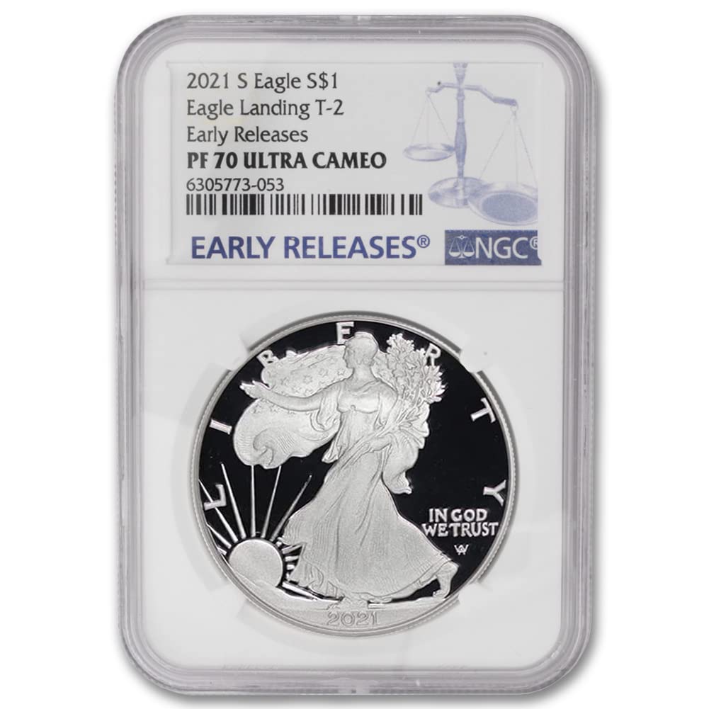 2021 S 1 oz Proof American Silver Eagle PF-70 Ultra Cameo (Early Releases - Type 2) $1 NGC PF70UCAM