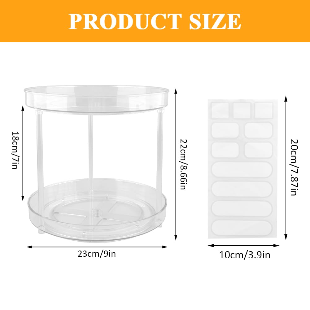 2 Tier Lazy Susan Turntable Spice Rack Organizer,9Inch Turntable Lazy Susan Spice Organizer,Lazy Susan Turntable Organizer,Spice Rack Organizer for Cabinet