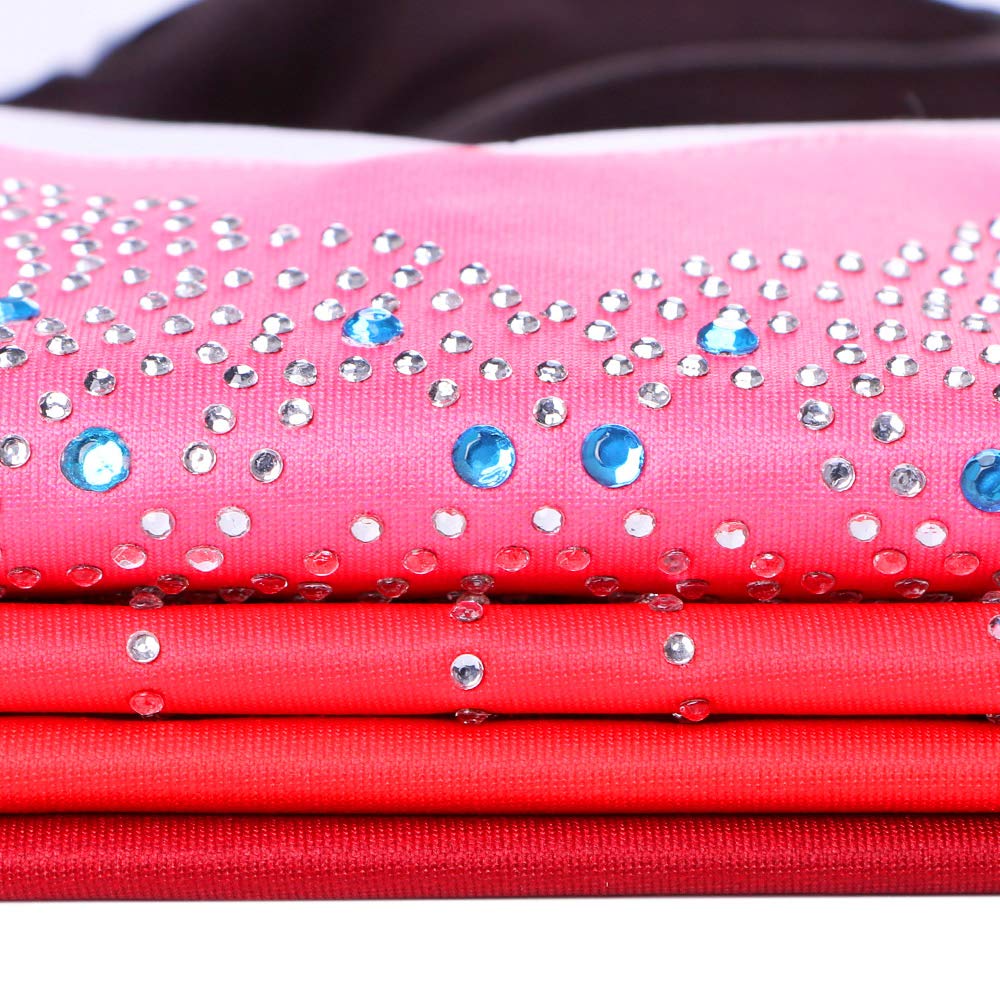 BAOHULU Gymnastics Leotard for Girls Shiny Diamond Ballet Dance One Piece B180_Red_10A