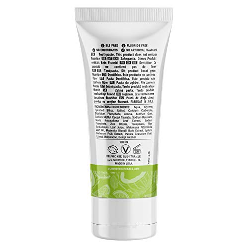 Schmidt's toothpaste With Vitamins and Botanical Extracts, Coconut + Lime, Helps Whiten Teeth, Fluoride Free 4.7 oz 6 Count