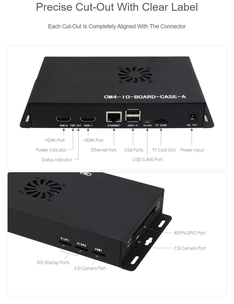 Waveshare Metal Box (A) Designed for Official Raspberry Pi Compute Module 4 IO Board Comes with Cooling Fan Mini Computer Chassis Robust and Dust-Proof Nice Looking