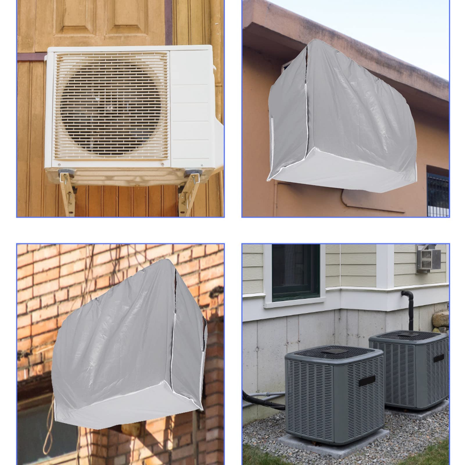Air Conditioner Cover, Outdoor Rectangle Anti-Snow Waterproof Home Use - Silver (Size: 37x15.7x28.7inch)