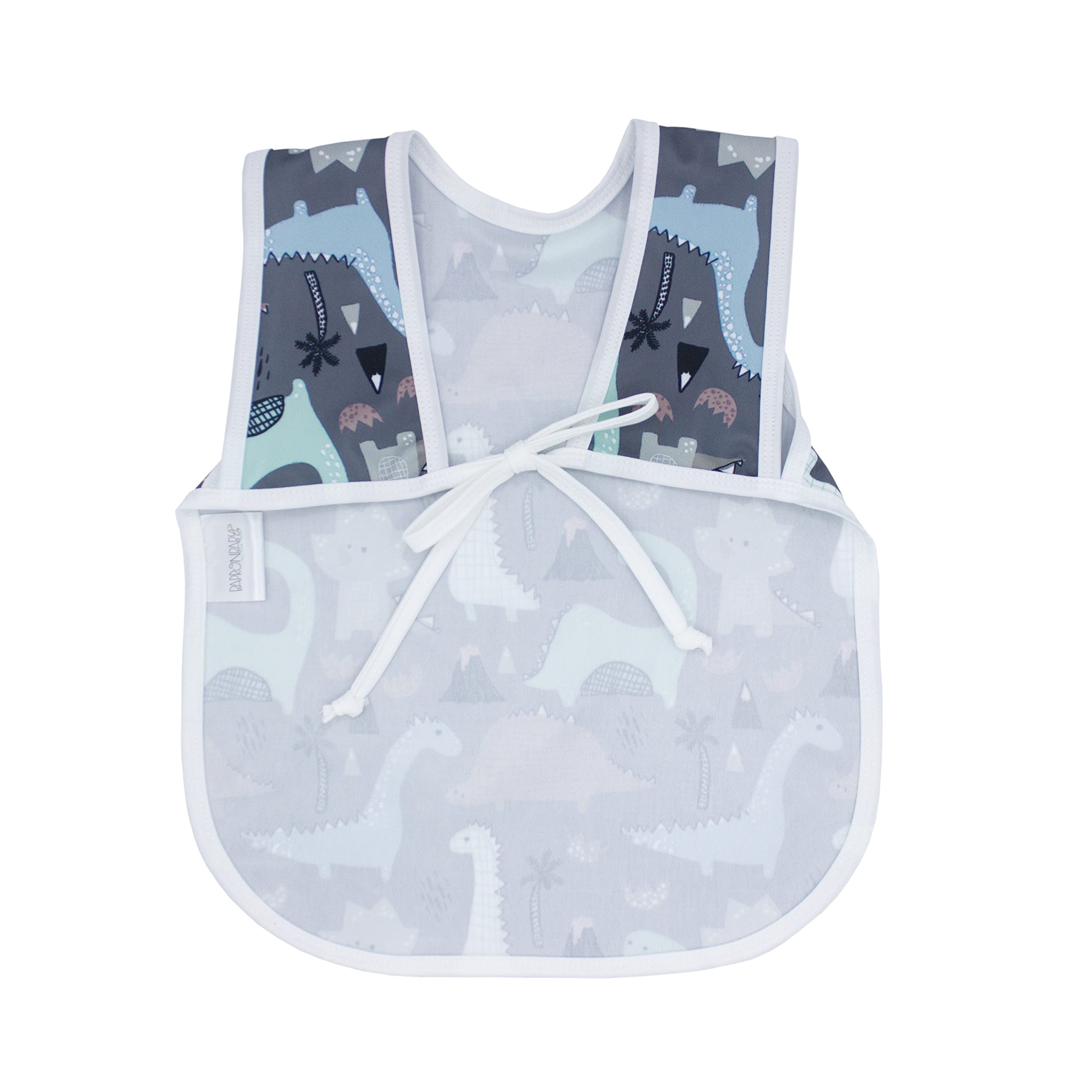 BapronBaby Dinosaur Drawing Bapron - No Neck Tie Safer Bib for Baby & Toddler - Soft Waterproof Stain Resistant - Machine Washable - Sz Preschool 3-5yrs