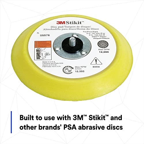 3M Stikit Disc Pad, 05576, 6 in, 3/4 in x 5/16-24 in, For PSA Discs, Sander, Durable Foam Body