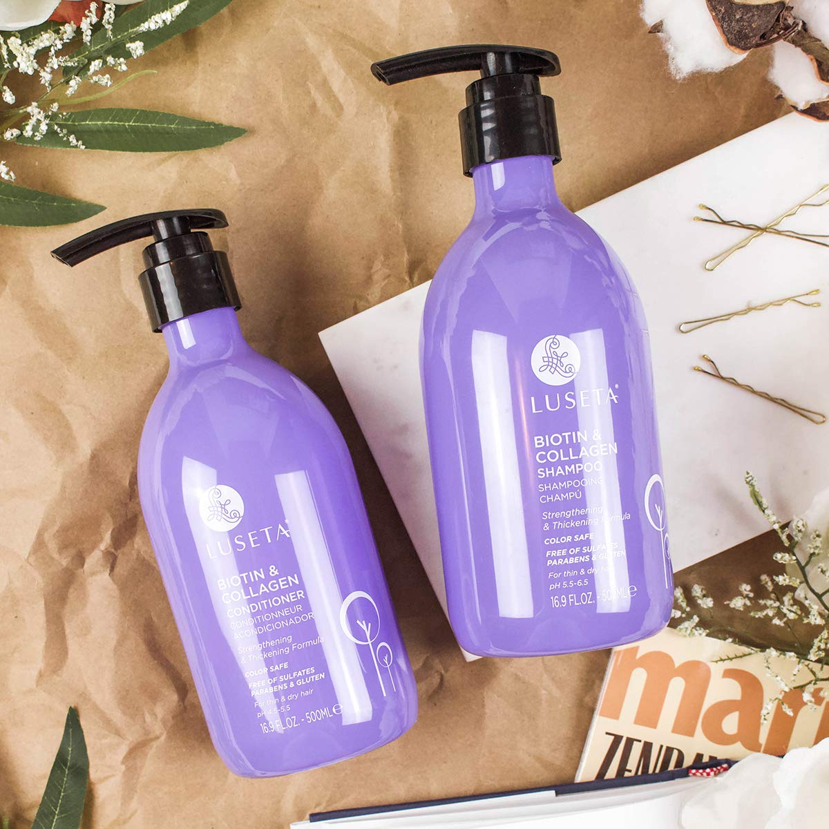 Biotin & Collagen Shampoo Conditioner Set,Thicking Shampoo for Hair Loss & Fast Hair Growth, Sulfate & Paraben Free, Keratin & Color Safe, 2×16.9oz