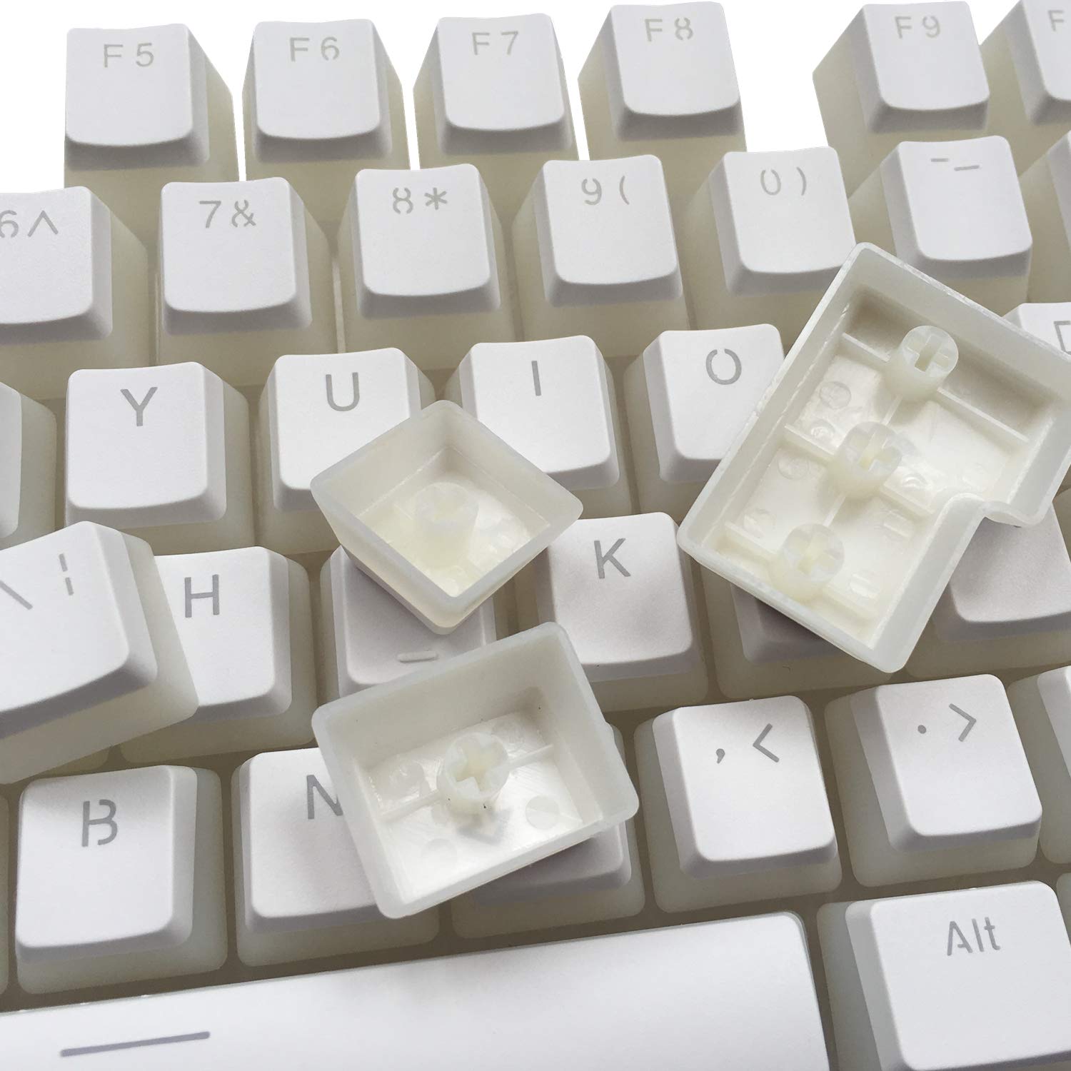 HZYZ PBT Backlit Keycaps Pudding Keyset Double Shot Cherry MX Key Caps Top Print OEM Profile for 60%/87/104/108 MX Switches Mechanical Gaming Keyboard(White Pudding)