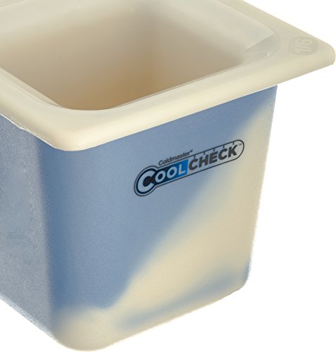 Carlisle FoodService Products CM1104C1402 Coldmaster CoolCheck 6" Deep Sixth-Size Insulated Cold Food Pan, 1.6 Quart, Color Changing, White and Blue