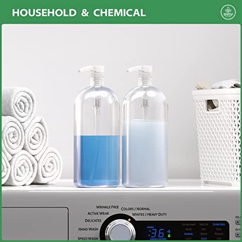 Bar5F Empty Shampoo Bottles with Pumps Dispenser 32 oz (1 Liter) Leak-Proof Large Empty Refillable BPA-Free 2-Pack