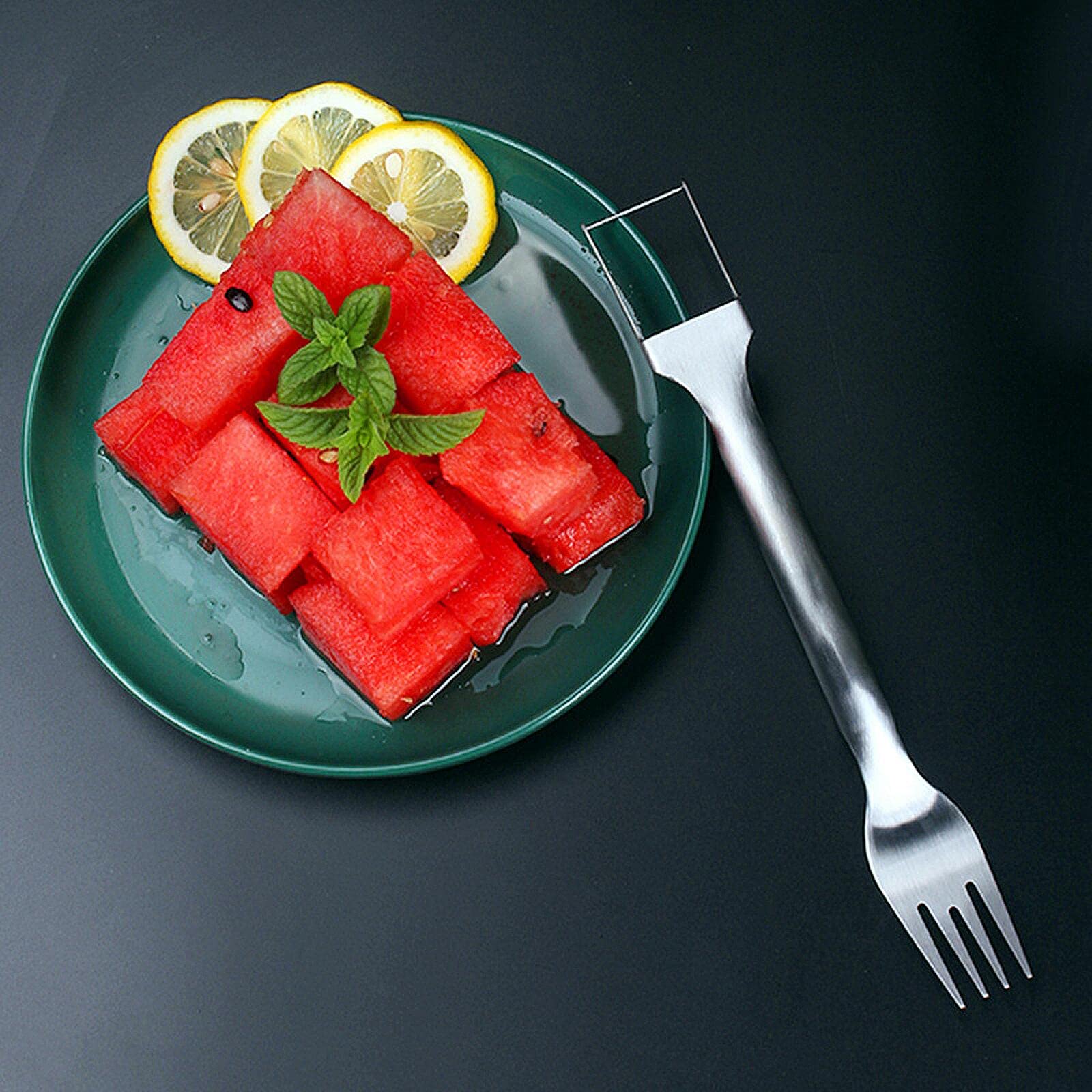 2023 New Watermelon Cutter, 2-in-1 Watermelon Fork Slicer, Stainless Steel Watermelon Slicer Cutter Summer Fruit Cutting Fork, Family Party Camping with Watermelon Cutter Slicer Tool (1PCS)