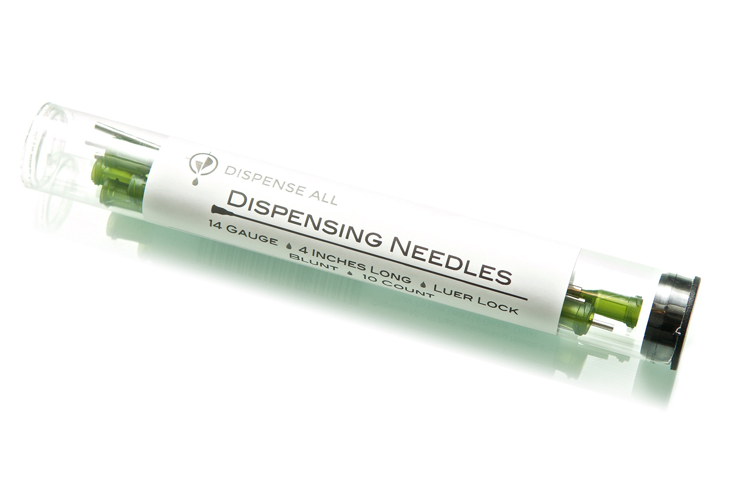 Dispense All - 10 Pack - Dispensing Needle 4" - Blunt Tip Luer Lock (14 Gauge, Olive)