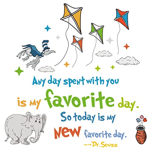 Buiory Removable Colorful Dr. Seuss Inspirational Quotes Wall Decal Learning Education Saying Wall Stickers Motivational Lettering Wall art Decor for Kids Teens Bedroom Study room Nursery Classroom (Any day spent)