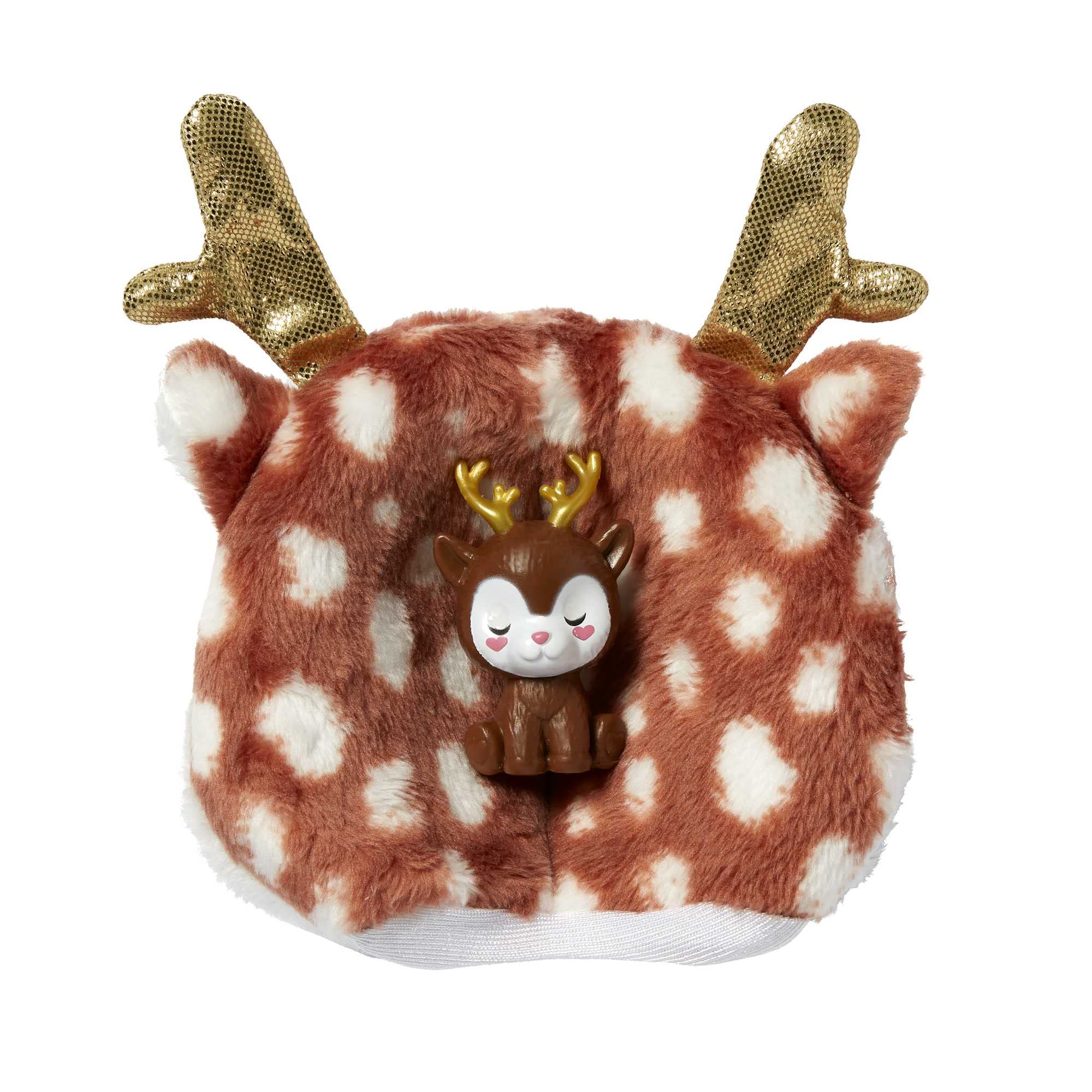 Barbie Cutie Reveal Doll, Snowflake Sparkle Series Deer Plush Costume, 10 Surprises Including Mini Pet & Color Change