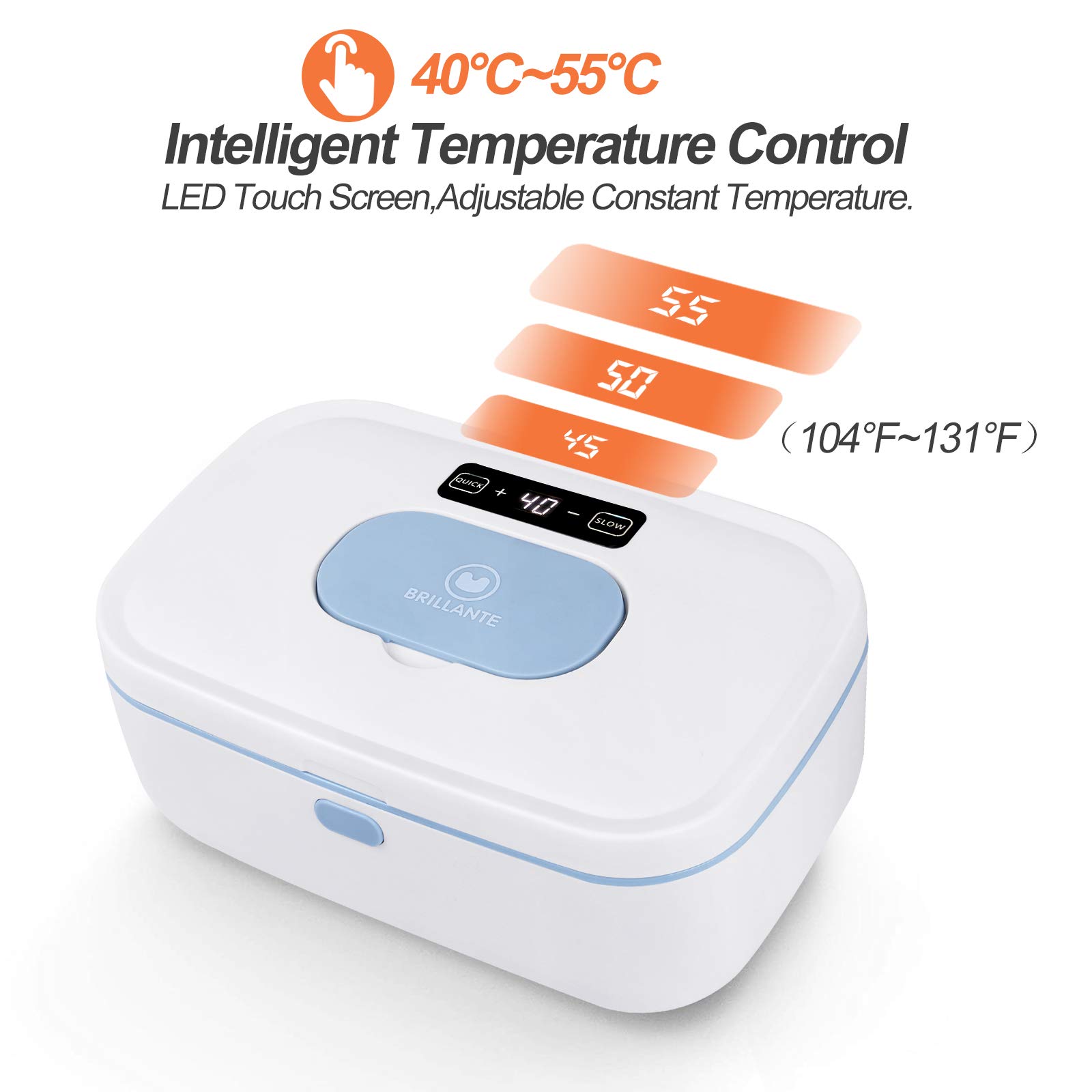 Wipe Warmer,Baby Wipe Warmer - Wet Wipe Warmer Baby is Super Fast Top Heating System with Constant Temperature, LED Display Shows Precise Temperature(White Blue)