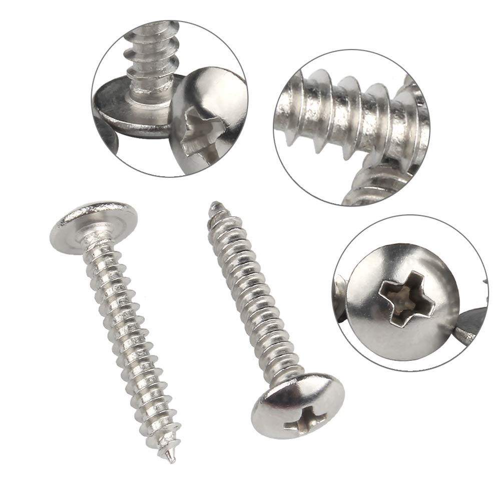 Yudesun Stainless Self Tapping Screws - Wood Screws M3 M4 M5 M6 Corrosion Protection 304 Stainless Steel Mushroom Head