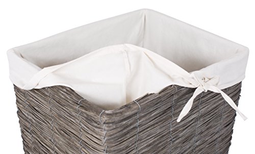 BirdRock Home Rustic Woven Wood Peel Laundry Hamper with Lid - Thin Weave Laundry Basket - Removable Liner - Dirty Clothes Storage Bin - Grey