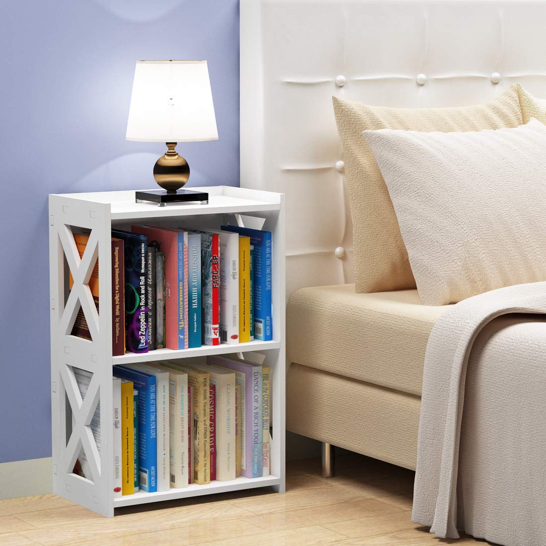 AGGICE Side Table, 3 Tier 2 Shelf Small Bookshelf Bookcase for Small Spaces, Bedside End Table Nightstand, Kids Book Storage Shelves for Bedroom Living Room Office, White