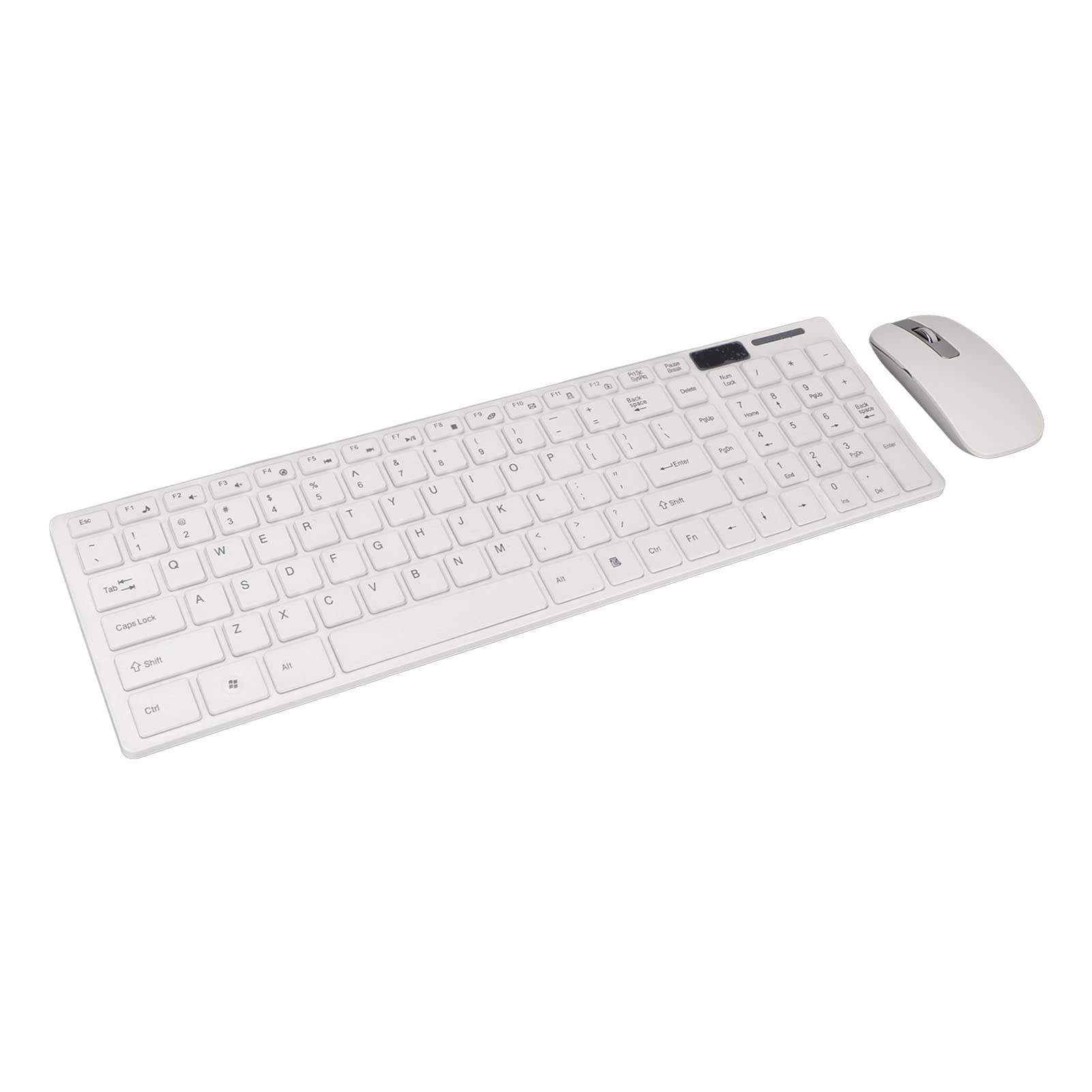 2.4GHz Keyboard Mouse Combo, 78 Keys Ultra Thin Computer Keyboards, Rechargeable Gaming Keyboard for Desktop, PC and Laptop, USB Receiver, Compact Full Size, White