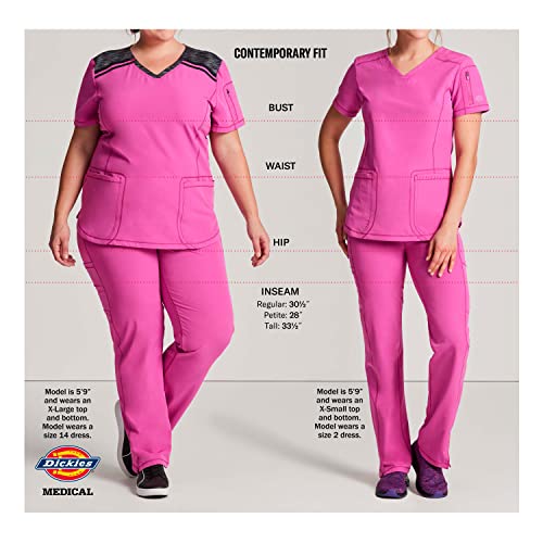EDS Signature Scrubs for Women, Contemporary Fit Pull-On Cargo Pants with Rib-Knit Waistband in Soft Brushed Poplin DK125, M, Black