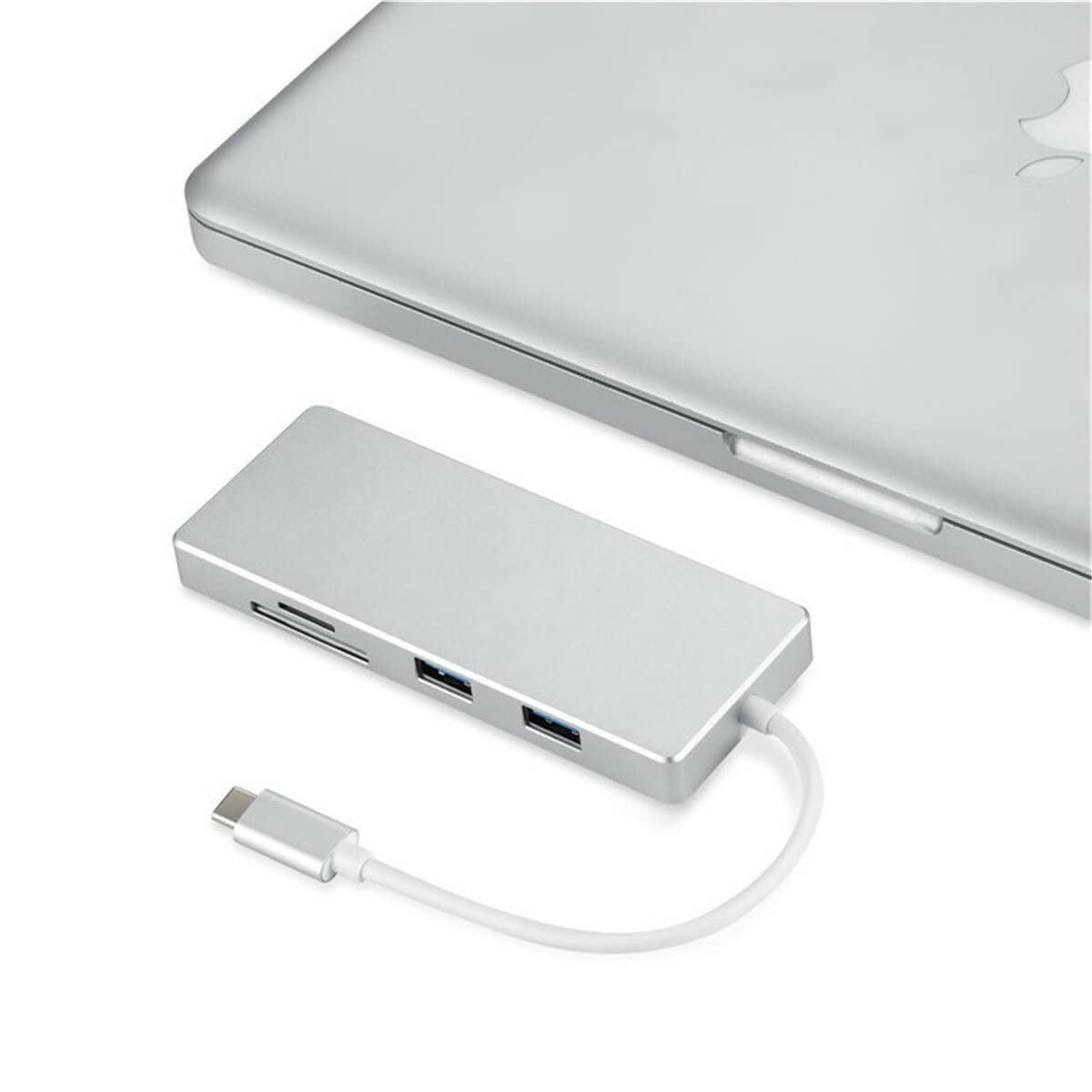 7-in-1 Multifunctional Type-C Hub Adapter Docking Station with USB3.0 Type-C 3.1 PD 4K HDMI-Compatible SD/TF Card Reader Slot for Laptop PC Computer