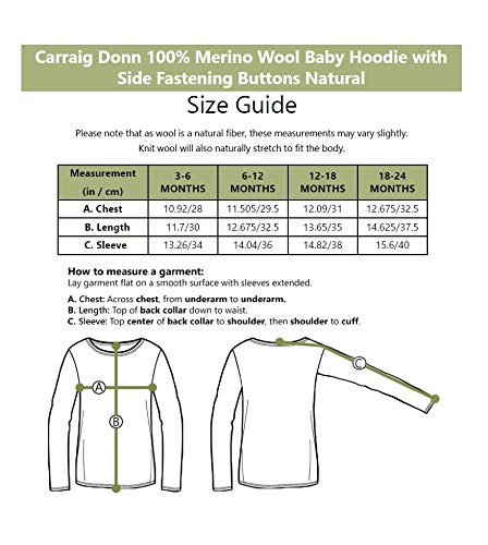 Carraig Donn 100% Merino Wool Baby Hoodie With Side Fastening Buttons Natural 12-18 months