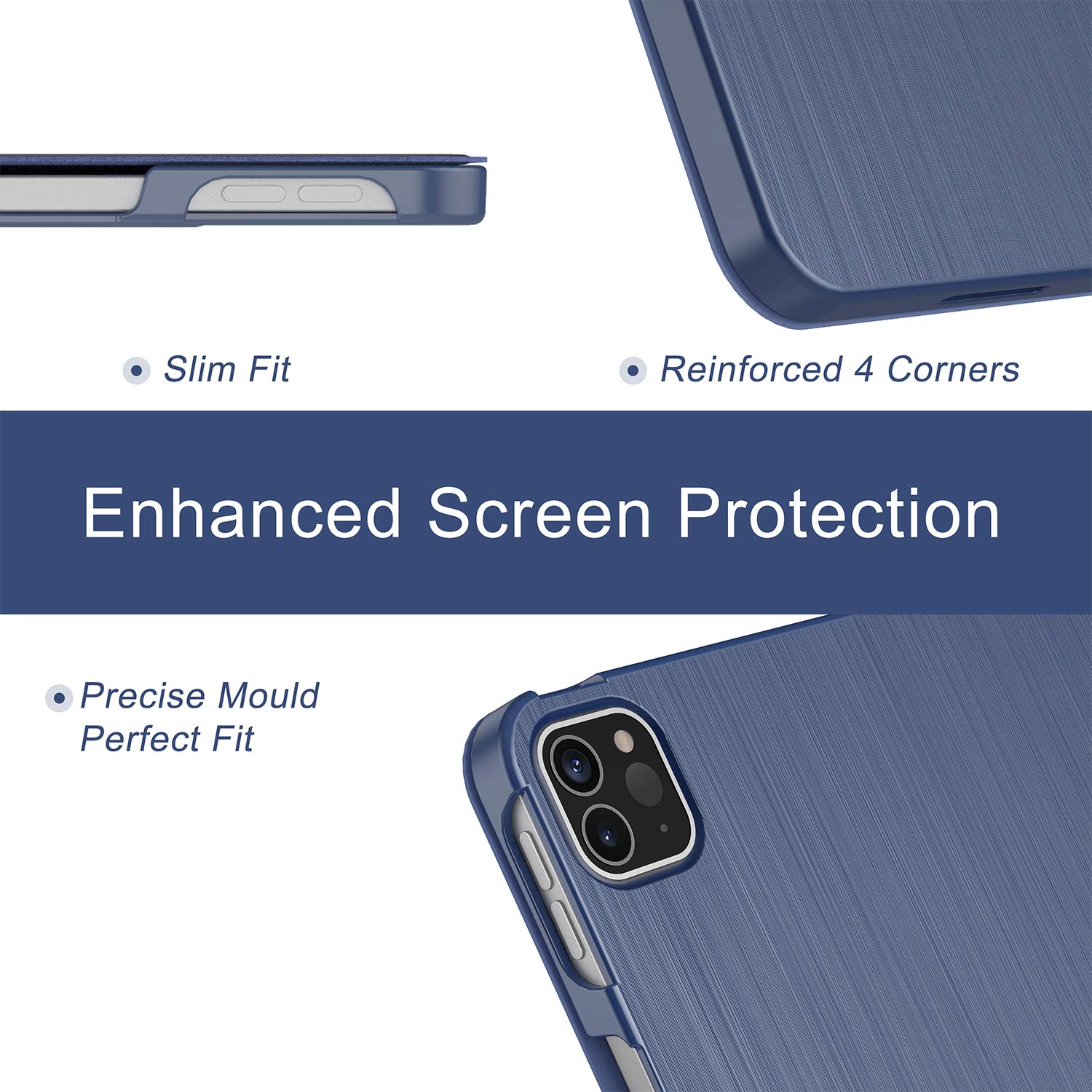 Soke for iPad Air 13 Inch Case (M2) 2024,iPad Pro 12.9 Case 2022 2021(6th 5th Generation) - [Slim Trifold Stand + Auto Wake/Sleep],Protective Hard PC Back Cover for iPad Air 13 inch (Navy)
