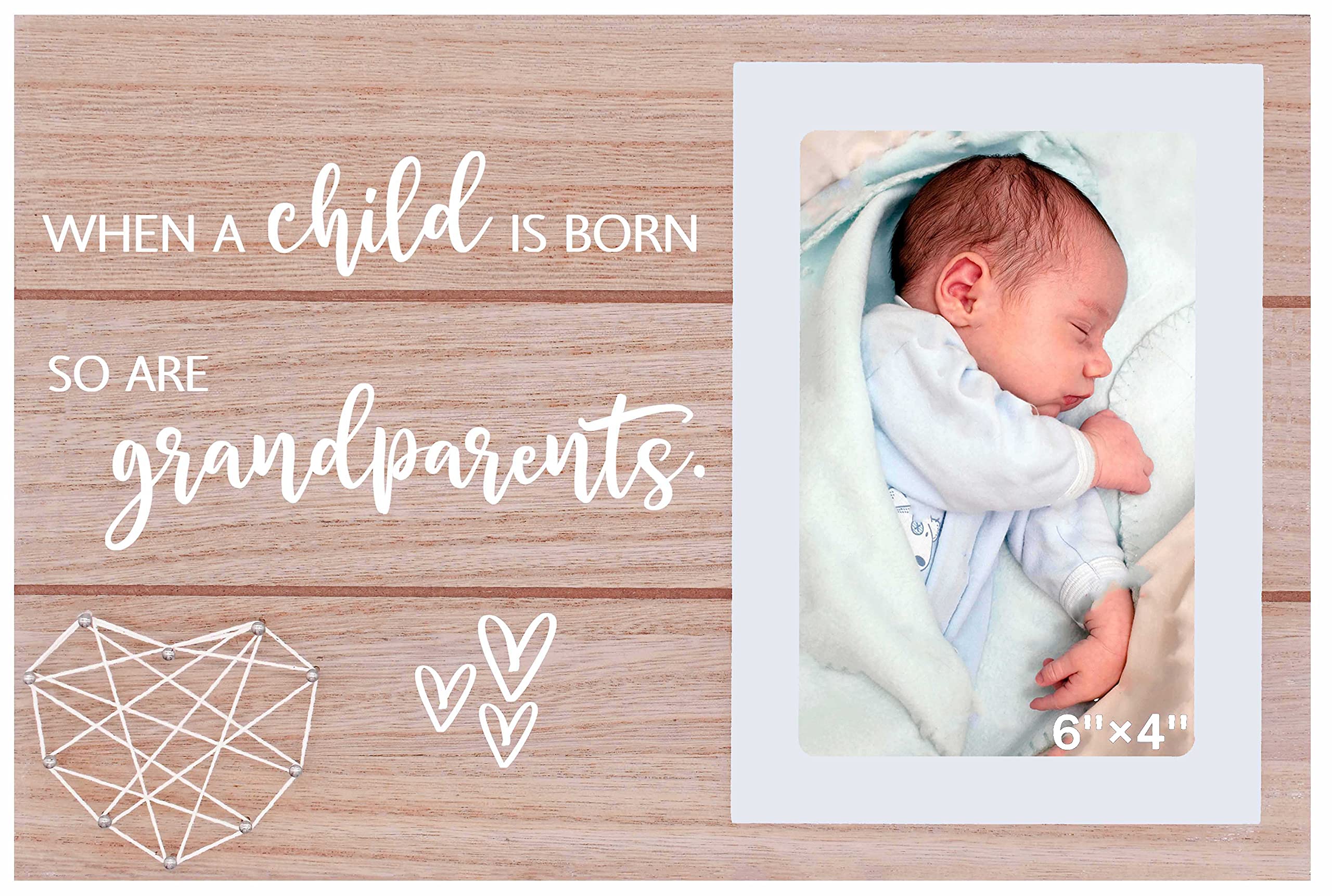 New Grandparents Gift-New Grandma Grandpa Gift-Pregnancy Announcement Gift-When A Child Is Born,So Are Grandparents-Get Promoted to Grandparents-Wood Picture Frame Photo Frame for 6''×4'' Photo