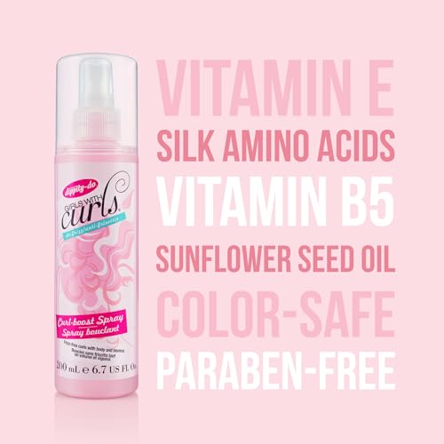 Dippity Do Curl Boost Spray - Weightless Leave-In Spray for Frizz-Free, Shiny, Bouncy Curls - Wheat Protein and Silk Amino Acids - 200 mL/6.7 fl oz