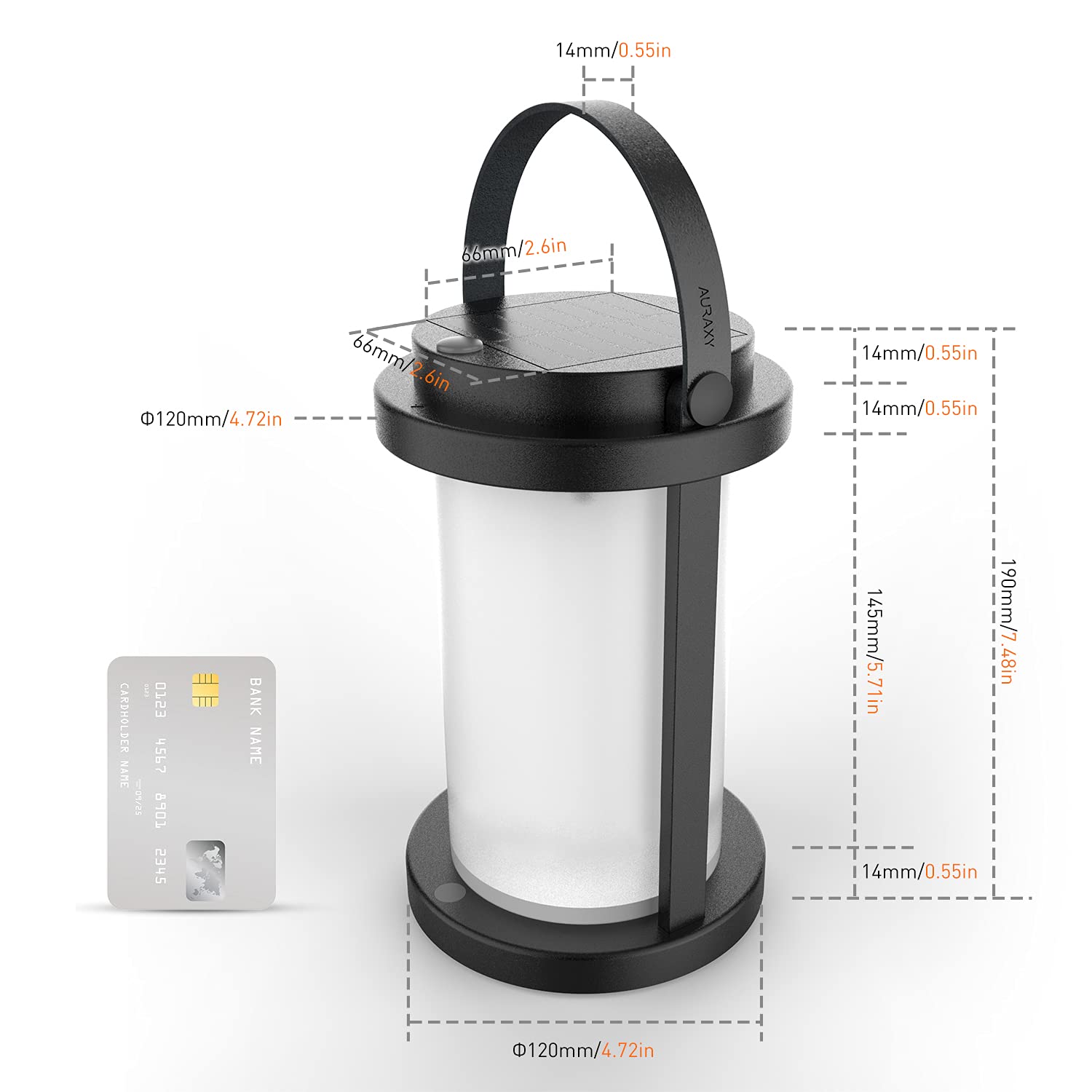 AURAXY LED Rechargeable Decorative Solar Outdoor Flame Flickering Lantern IP54 Waterproof Hanging Outside Battery Powered Decorations Lanterns Use for Porch Backyard Garden Table Patio Deck,etc(1PACK)